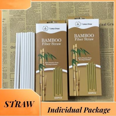 China Eco-Friendly Reusable Bamboo Fiber Drinking Straw 6x200mm Natural Organic Disposable for sale