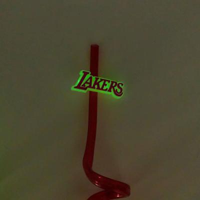 China Glow in the Dark Animal Cartoon Straw Stickers Biodegradable 120 Days Disposable Drinking Straws for sale
