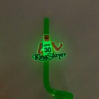 China Glow in the Dark Animal Cartoon Straw Stickers Biodegradable 120 Days Disposable Drinking Straws for sale