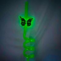 China Glow in the Dark Animal Cartoon Straw Stickers Biodegradable 120 Days Disposable Drinking Straws for sale