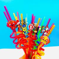 China Disposable Cartoon Animal Straws 100pcs Biodegradable Plastic Drinking Straws for Children Creative Fun for sale