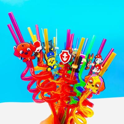 China Disposable Cartoon Animal Straws 100pcs Biodegradable Plastic Drinking Straws for Children Creative Fun for sale