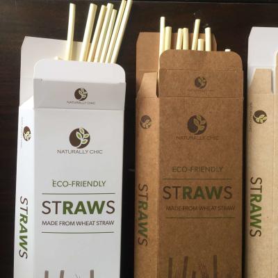 China Eco Friendly Paper Box Pack 100% Natural Wheat Drinking Straws 6mm x 197mm Disposable for sale