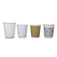 China Biodegradable 8 oz to 12 oz Ripple Wall Paper Disposable Coffee Cup for Hot Beverages for sale