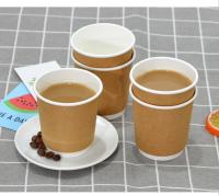 China 8oz Double Wall Kraft Paper Disposable Cup Eco-Friendly Biodegradable Food Grade for sale