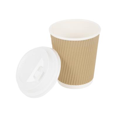 China Double Wall Paper Coffee Cup 8oz with PS PP Lids Disposable Eco Friendly Custom Size for sale