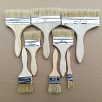 China Natural Black Bristle Paint Brush Wooden Handle 1in 2in 3in 4in Flat Brush for Painting for sale