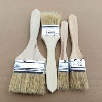 China Natural Black Bristle Paint Brush Wooden Handle 1in 2in 3in 4in Flat Brush for Painting for sale