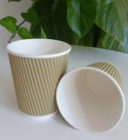 China 8oz Corrugated Double Wall Paper Coffee Cup with Lids Disposable Eco Friendly 80x56mm for sale