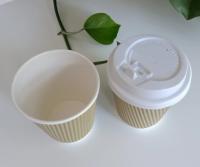 China 8oz Corrugated Double Wall Paper Coffee Cup with Lids Disposable Eco Friendly 80x56mm for sale