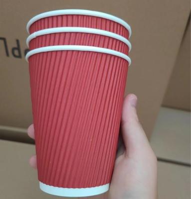 China 12oz Double Wall Eco-Friendly Disposable Corrugated Paper Cup with Customization for sale