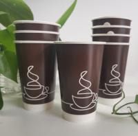 China Custom Logo Printed Double Wall Paper Cup 16oz with PS PP Lid for Coffee Tea for sale
