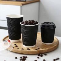 China 260g 18PE Double Wall 8oz Black Disposable Paper Cup for Coffee Tea for sale