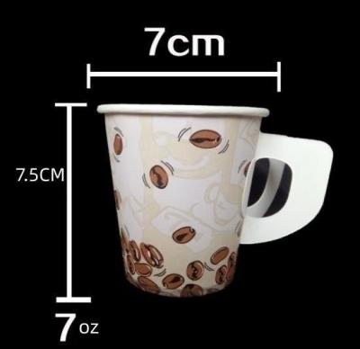 China 7oz Logo Printing Disposable Design Paper Cup with Handle Customized Request Chinese for sale