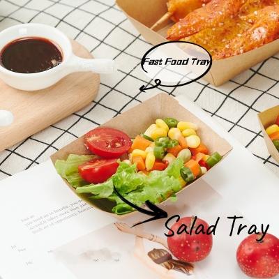 China Custom Disposable Kraft Paper Food Tray Fast Food Container 30 Days Return for sale