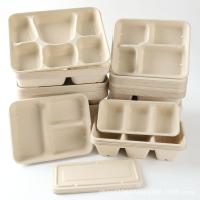 China 100% Compostable Disposable Take out 3 Compartment Square Food Paper Containers Made for sale