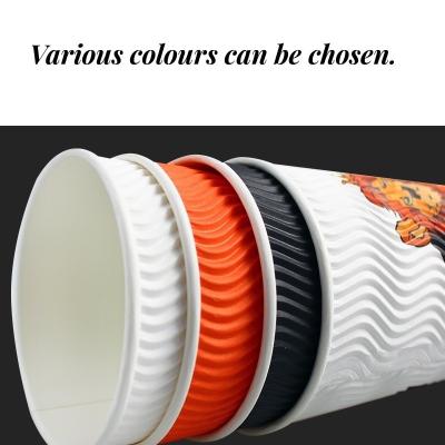 China 12oz Disposable Insulated Corrugated Paper Cup with PE Coating for Hot Drinks for sale