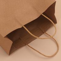 China Kraft Paper Bag with Handle 12x6x8 Inch Eco Friendly Food Packaging Takeout for sale