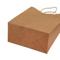China Kraft Paper Bag with Handle 12x6x8 Inch Eco Friendly Food Packaging Takeout for sale