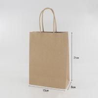 China Kraft Paper Bag with Handle 12x6x8 Inch Eco Friendly Food Packaging Takeout for sale
