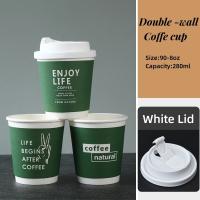China Custom Logo Eco Friendly Double Wall Paper Coffee Cup with Lid 8oz to 14oz for sale