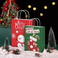 China Eco-Friendly Kraft Paper Gift Bags with Handles Sturdy Durable 30x20cm Christmas Packaging for sale