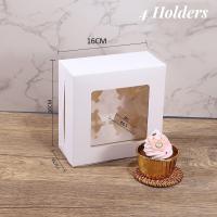 China Eco-Friendly Kraft Paper Cake Box 2 4 Holder Disposable Muffin Box 16cm for sale