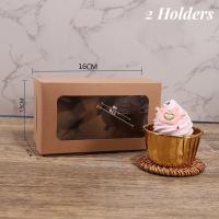 China Eco-Friendly Kraft Paper Cake Box 2 4 Holder Disposable Muffin Box 16cm for sale