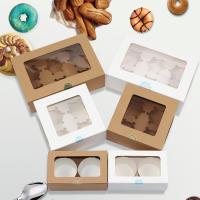 China Eco-Friendly Kraft Paper Cake Box 2 4 Holder Disposable Muffin Box 16cm for sale