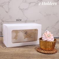 China Eco-Friendly Kraft Paper Cake Box 2 4 Holder Disposable Muffin Box 16cm for sale