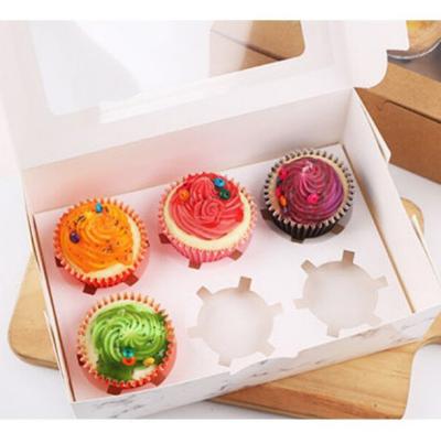China Flexographic Printing 6 Holders Cupcake Boxes Regular Supply with Lids and Craft Paper for sale
