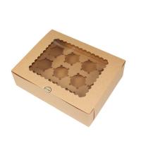 China Flexographic Printing 6 Holders Cupcake Boxes Regular Supply with Lids and Craft Paper for sale