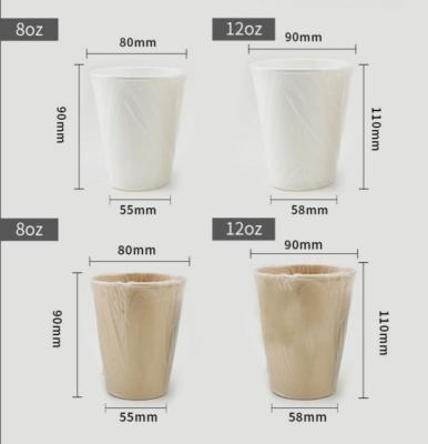China White Kraft 8 Oz Single Wall Disposable Paper Cup 230GSM for Hot Drinks Tea Coffee for sale
