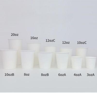 China White Kraft Single Wall Disposable Paper Cup 2.5-22oz 190GSM for Hot Beverages for sale