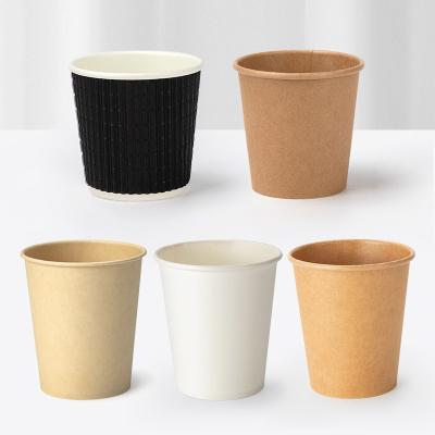China 60ml 120ml Mini Ripple Disposable Paper Coffee Cup Food Grade PE Coated Eco Friendly for sale