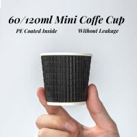 China 60ml 120ml Mini Ripple Disposable Paper Coffee Cup Food Grade PE Coated Eco Friendly for sale
