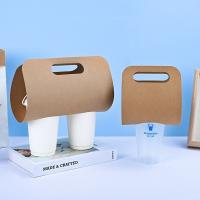 China Kraft Paper Coffee Cup Holder 2 4 Cups Disposable Eco Friendly Tea Carrier with Handle for sale
