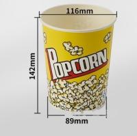 China Disposable 32oz Food Grade Popcorn Paper Bucket Take Away Cup 115mm for sale
