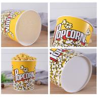 China 64oz Food Grade Disposable Popcorn Paper Bucket Take Away Container 115mm for sale