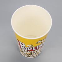 China 64oz Food Grade Disposable Popcorn Paper Bucket Take Away Container 115mm for sale