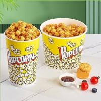 China 64oz Food Grade Disposable Popcorn Paper Bucket Take Away Container 115mm for sale