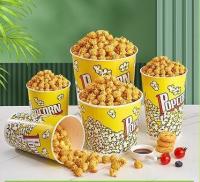 China 64oz Food Grade Disposable Popcorn Paper Bucket Take Away Container 115mm for sale
