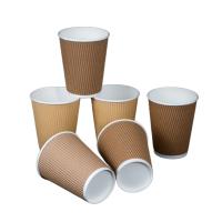 China Eco Friendly Disposable Ripple Wall Paper Coffee Cups 8oz Custom Logo Available for sale