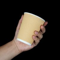 China US Water-Based Insulation Disposable Ripple Wall Paper Cup for Hot Beverage Coffee Cup for sale