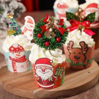 China Disposable Christmas Paper Cake Cup 6cm x 5cm Food Grade Eco Friendly for Party for sale