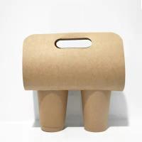 China Custom Kraft Paper Coffee Cup Holder 2 Cup 4 Cup Eco Friendly Disposable Take Away for sale