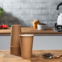 China Disposable Single Wall Paper Coffee Cup with Lid 3oz-16oz Custom Kraft for sale