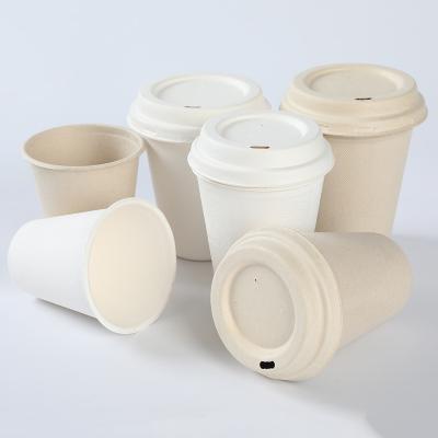 China Biodegradable Sugarcane Bagasse Cup with Lid 73mm x 50mm x 77mm Eco Friendly Disposable for sale