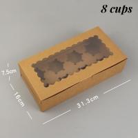 China Kraft Paper Cupcake Boxes with Holders 300GSM 400GSM Eco Friendly Disposable Take Away Container for sale