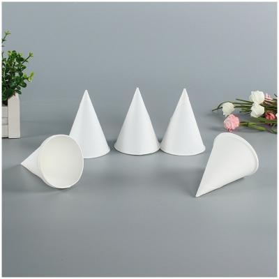 China 3.7 oz White Paper Cone Cup 67x93mm Disposable Conical Cup for Airport Hotel Supermarket for sale